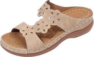 Generic Sandales compens&eacute;es confortables pour femme - Sandales d&eacute;t&eacute; &agrave; bout ouvert - Couleur unie - &Eacute;l&eacute;gantes - L&eacute;g&egrave;res et respirantes - Sandales orthop&eacute;diques