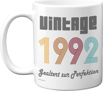 Stuff4 33. Geburtstagsgeschenke - Vintage 1992 Gealtert zur Perfektion Tasse - Geburtstag Retro Tasse für Männer und Frauen, 325 ml Premium-Keramiktasse, Spü
