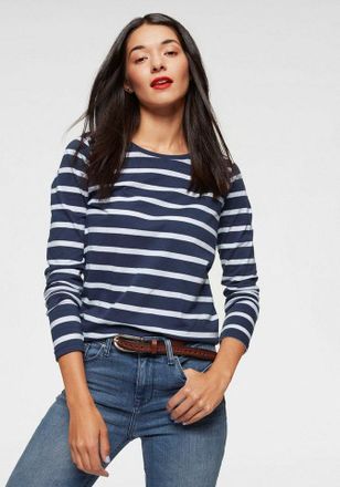 AJC Langarmshirt gestreift, Rundhalsausschnitt, aus Baumwolle, aus Single Jersey