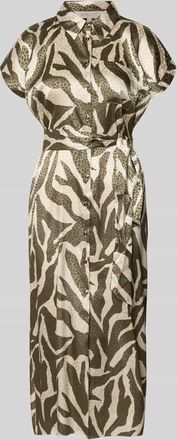 Apricot Hemdblusenkleid mit Brusttasche und Bindeg&uuml;rtel