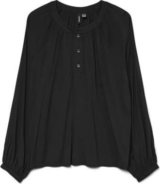 Vero Moda Vmbella Ls Placket Top WVN GA Noos, Noir, L