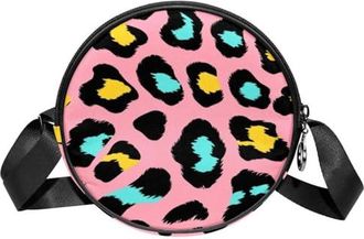 Generic Sac &agrave; bandouli&egrave;re Circle pour femme, imprim&eacute; l&eacute;opard artistique, petit sac &agrave; dos &agrave; bandouli&egrave;re avec fermeture &eacute;clair, bretelles r&eacute;glables, sac &agrave; main 