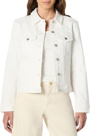 Amazon Essentials Damen Regular-Fit Trucker-Jacke Denim Mit Geringem Stretchanteil Knopfleiste Vorderseite, Weiß, XL