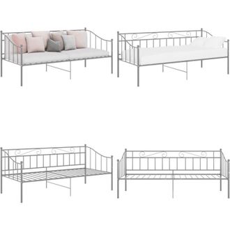 vidaXL Schlafsofa Bettgestell Grau Metall 90x200 cm - Schlafsofa - Bettgestell - Daybed - G&auml;stebett - Platzsparend - Home & Living