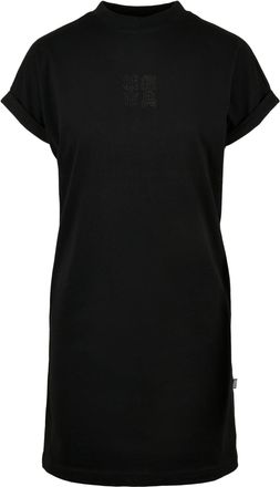 Urban Classics Ladies Cut On Sleeve Printed Tee Dress, Black/Black, XL