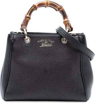 Gucci Hobo Bags - Mini Calfskin Bamboo Shopper Satchel - Gr. unisize - in Schwarz - f&uuml;r Damen