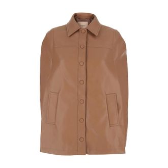 Twinset Femme, Vestes, Brun, Taille: 38 FR Classic Collar Leather Jacket