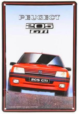 Antic Line Cr&eacute;ations 16131VRB PEUGEOT 205 GTI Retro Vintage Blechschild 20x30 cm mit 4 x 5mm Lochung zur Wandbefestigung | Geschenkidee f&uuml;r Fans von Autozubeh&ouml;r Sammleraut