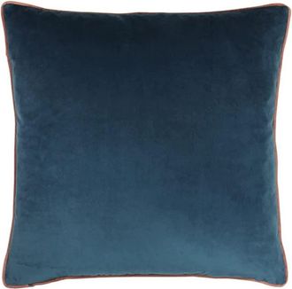 furn. Paoletti Meridian Samt Paspelierter Kissenbezug, Petrol/Blush