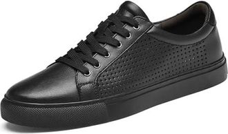 Generic Baskets en cuir v&eacute;ritable pour homme, chaussures d&eacute;contract&eacute;es, douces, respirantes et tendance pour homme, Noir creux., 42 2/3 EU
