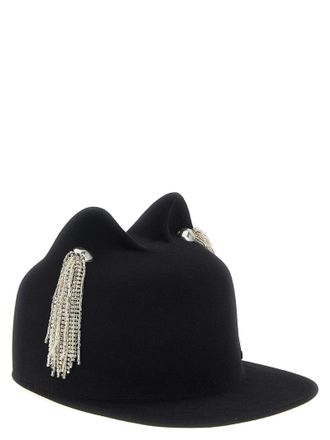 Maison Michel Crystal-Embellished Wool Felt Hat - Black