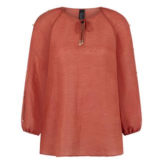 Marc Cain Femme, Blouses et Chemises, Rouge, Taille: 40 FR Blouse en m&eacute;lange lin et soie
