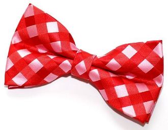 Retreez Noeud papillon pr&eacute;-nou&eacute; en microfibre tiss&eacute;e &agrave; carreaux classique (12,7 cm), Carreaux rouges et roses, taille unique