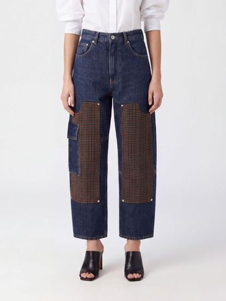 Ganni Hoch taillierte Baggy-Jeans aus Baumwolldenim mit Aufn&auml;hern