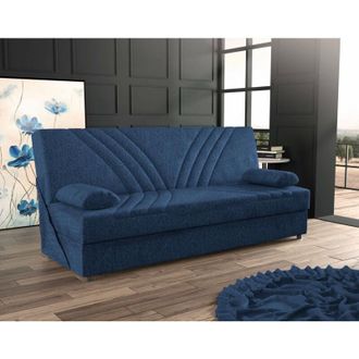 Dmora Schlafsofa Ramon, 3-Sitzer-Container-Schlafsofa mit 2 Kissen inklusive, Wohnzimmersofa aus gepolstertem Stoff mit Klick-Klack-Öffnung, Cm 181x81h88