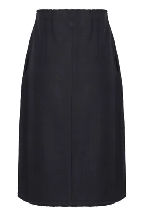 Prada Womens Midi Skirt Chevron Wool Blue Virgin