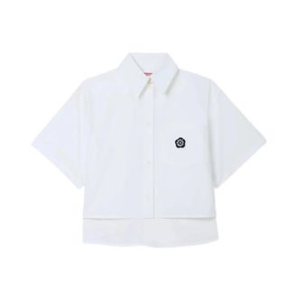 Kenzo Logo-Patch Baumwollhemd - - Blouses & Shirts - Damen - Wei&szlig; - S