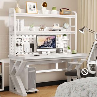 Generic Stabiler Schreibtisch Computertisch Mit Ablagefächern Gaming Tisch Bürotisch for Kleine Räume,Schlafzimmer,Student, Moderner PC Laptop(C1,39.5 L x 23.