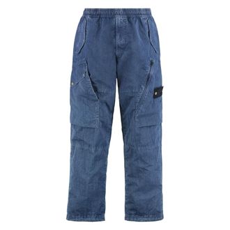 Stone Island Homme, Pantalons, Bleu, Taille: W36 Pantalon Cargo Ample avec Traitement Anti-Corrosion