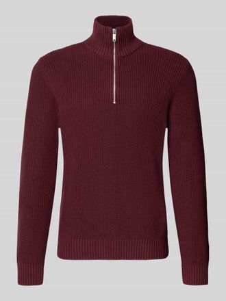 Mc Neal Slim Fit Strickpullover aus reiner Baumwolle mit Troyer-Kragen