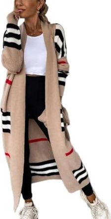 Onsoyours Cardigan Femme Pull Manteau en Tricot Manches Longues Veste Long Tricoté Casual Chandail Ouvert Gilet Chaud Casual Sweater Hiver Chandail Outwear B Ka