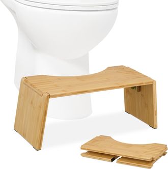 Relaxdays Toilettenhocker, klappbar, Stuhlgang Unterstützung, WC Hocker Erwachsene, Bambus, HxBxT: 19x48,5x20 cm, natur