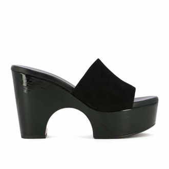 Robert Clergerie Minimalistischer Wildleder-Clog mit architektonischem Keilabsatz - - Shoes - Damen - Schwarzk - 39 EU