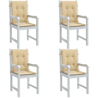 vidaXL vidaXL Coussins de chaise &agrave; dossier bas lot de 4 beige m&eacute;lang&eacute; tissu