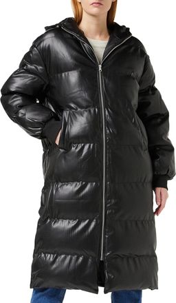 NA-KD Damen Hooded Long Jacket Jacken, Schwarz, 42 EU