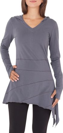 Purewonder Kleid Longshirt Tunika Elfenkleid Zipfelkapuze dr60 Grau XXL