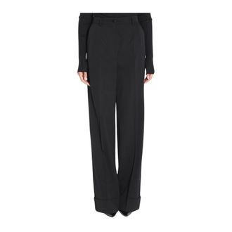 Dolce & Gabbana Femme, Pantalons, Noir, Taille: 38 FR Pantalon Large Taille Haute