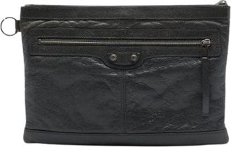 Balenciaga Sac pochette en cuir vintage Pre-owned - Femme - Pre-owned - Noir - Taille: ONE Size