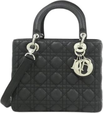 Dior Pre-owned Sac &agrave; main Lady Dior en cuir de veau - Femme - Pre-owned - Noir - Taille: ONE Size