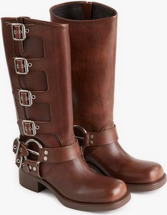 Miu Miu Bottes à sangles en cuir