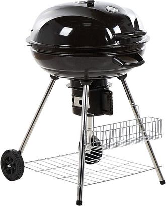 Beliani Beliani - Barbecue au Charbon de Bois &agrave; Roulettes et Thermom&egrave;tre en Acier Noir Marapi