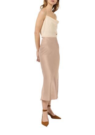 Comma Leicht ausgestellter Midirock aus Satin