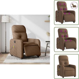 vidaXL Massagesessel Elektrisch Braun Stoff - Relaxsessel - Massagesessel - Elektrisches Sofa - Fernsehsessel - Bequeme Lounge Chair