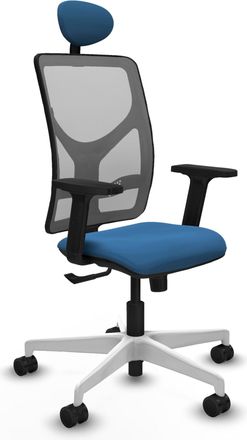 Piqueras y Crespo Schreibtischstuhl mit Armlehnen, h&ouml;henverstellbare Lendenwirbelst&uuml;tze und festes Kopfteil, ausgestattet mit 3 Positionen und Schneidschaum, Grau/Hellb