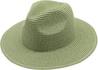 Generic Chapeau Fedora Panama unisexe pliable - Chapeau de soleil en paille r&eacute;glable &agrave; large bord pour homme et femme, casquette de plage pliable pour voyage,