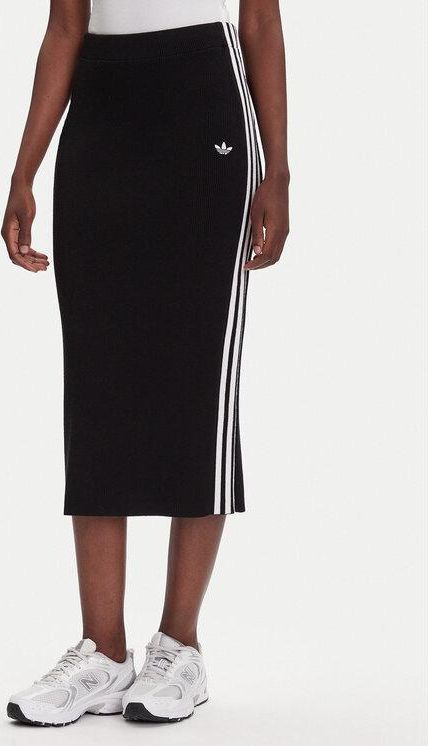 Bleistiftrock adicolor Knit 3-Stripes JW2661 Schwarz Regular Fit