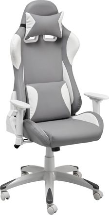 Livetastic Gamingstuhl, Grau, Wei&szlig;, Kunststoff, Textil, Drehkreuz, 66x126-134x59 cm, Kinder- & Jugendzimmer, Jugendm&ouml;bel, Gamingst&uuml;hle