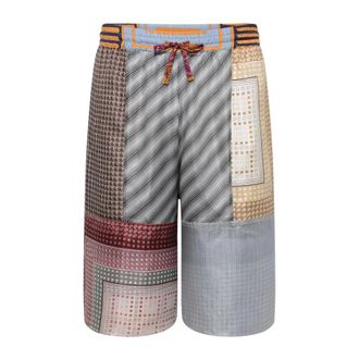 Marine Serre Homme, Shorts, Multicolore, Taille: M Shorts Bermuda en patchwork de soie