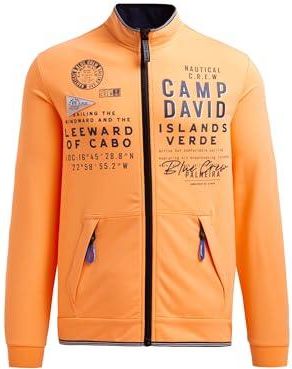 Camp David Veste de surv&ecirc;tement l&eacute;g&egrave;re pour homme avec &eacute;tiquettes imprim&eacute;es, Sunrise Fluo, XL