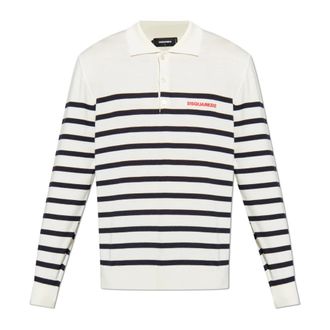 Dsquared2 Homme, Tops, Blanc, Taille: 2XL Polo en laine avec logo