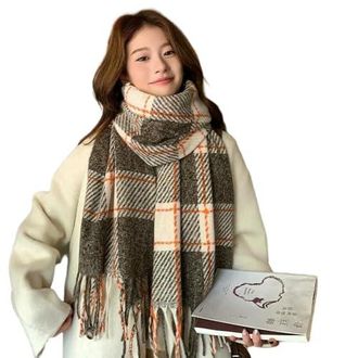 Generic QXDZSW &Eacute;charpe imitation cachemire pour femme - Sensation dhiver - Ch&acirc;le chaud - Mignon et polyvalent - &Eacute;charpe &agrave; carreaux pour femme, &Eacute;charpe 14, 200