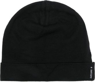 SATISFY Gestrickte Beanie mit Logo-Patch - Schwarz