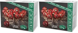 Konstsmide LED Dekolichterkette, kleine rote Metallb&auml;lle, 10 warm wei&szlig;e Dioden, batteriebetrieben, Innen, transparentes Kabel, 3 x AA 1.5V (exkl.) - 3188-553, Ro
