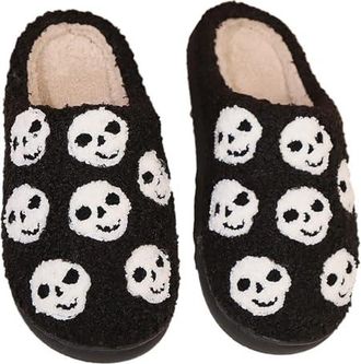 Generic Pantoufles dHalloween en forme de citrouille pour homme et femme, en peluche douce, chaude, effrayante, citrouille, fant&ocirc;me, maison, vacances, &agrave; enfil