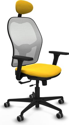 Piqueras y Crespo Ergonomischer Stuhl mit Nackenst&uuml;tze mit 3D-Armen, h&ouml;henverstellbarer Lendenwirbelst&uuml;tze und festem Kopfteil, ausgestattet mit Syncro/Traslack. Wei&szlig;/G