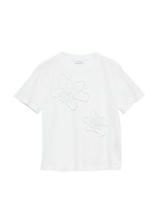 Comma Kurzarmshirt T-Shirt T-Shirt mit Blumenapplikationen